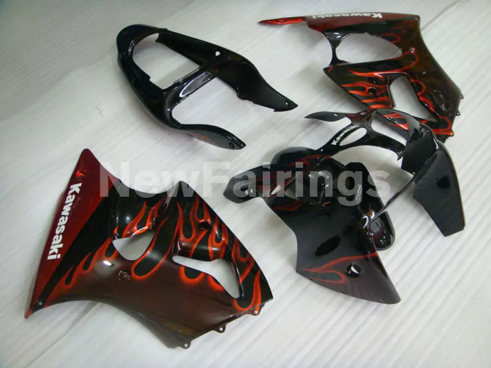 Black Red Flame Fairing Kit for Ninja ZX 6R 00 02 – NewFairings