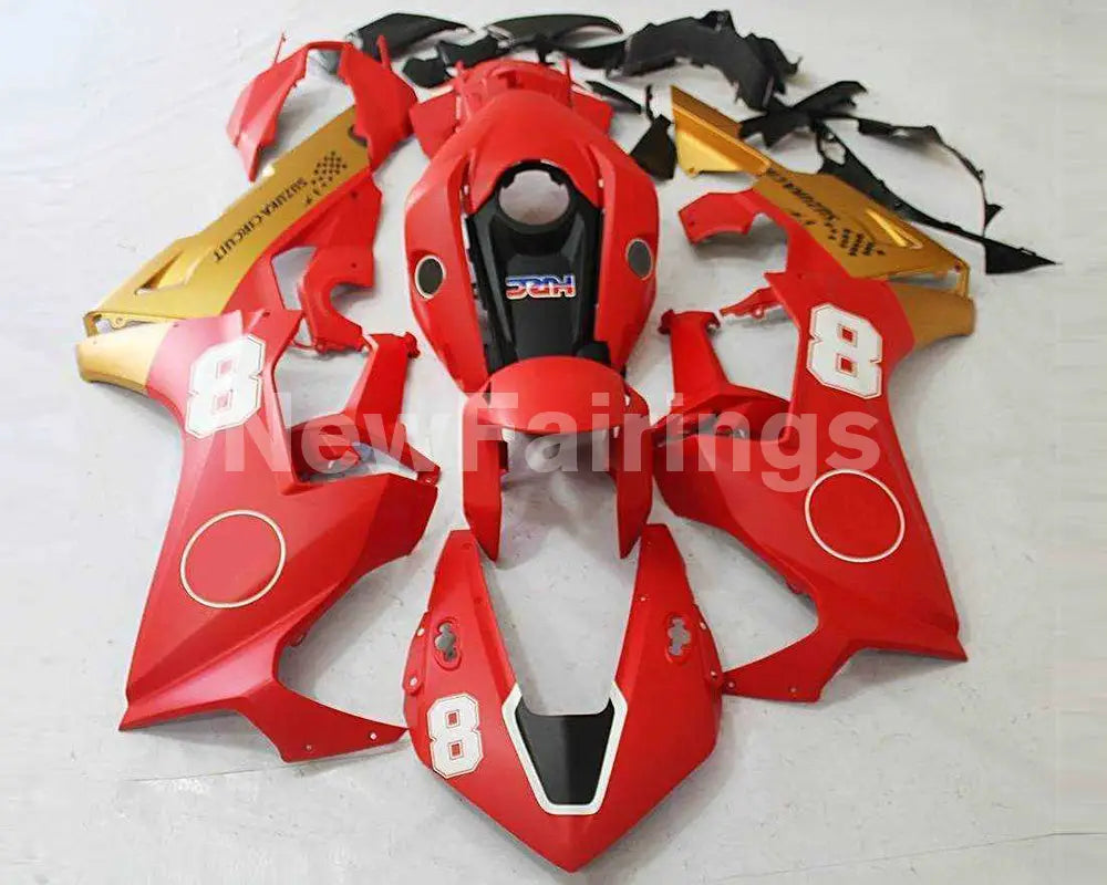 Revive Your Ride with Matte Red & Golden Factory-Style Fairing Kit ...