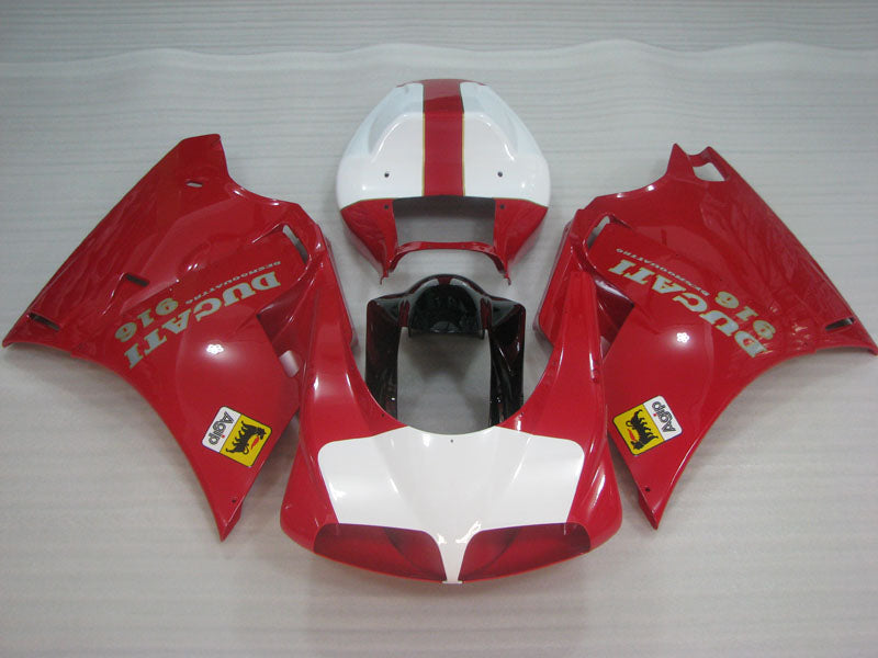 Red and White Black Factory Style - Ducati 916 96-02 Fairing Kit (Sing ...