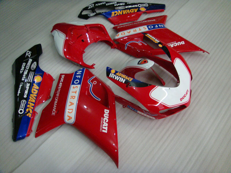 Red and White Black Performance Fairing Kit for Ducati 848 1098 1198 ...